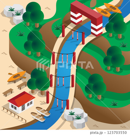 Slalom Kayak. Isometric. Vector illustration.のイラスト素材 [123703550] - PIXTA