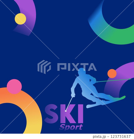 ski sport banner template with blue background...のイラスト素材 [123731637 ...