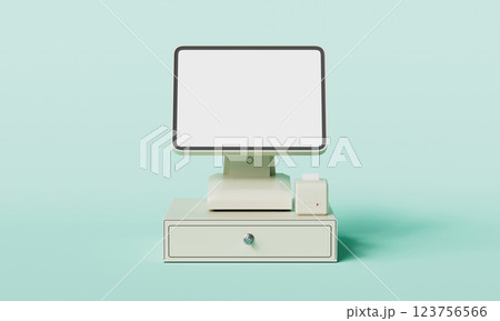 POS System Computer Mock up. 3D Renderingのイラスト素材 [123756566] - PIXTA