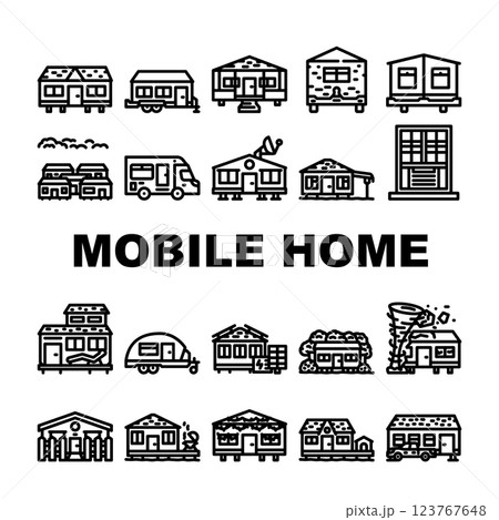 mobile home trailer icons set vectorのイラスト素材 [123767648] - PIXTA