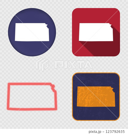 Kansas State Map Icons Collectionのイラスト素材 [123792635] - PIXTA