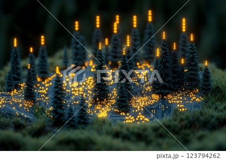 Futuristic Forest: Technology and Nature Fusion...のイラスト素材 [123794262 ...