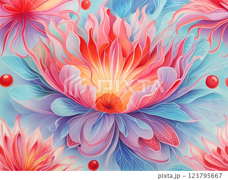 a fantastic flower. Bloom of the Fantastique: A...のイラスト素材 [123795667 ...