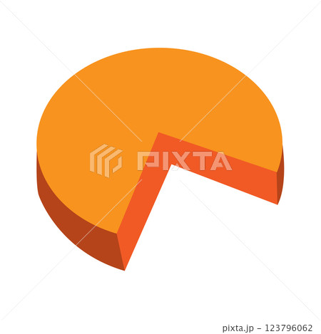 Bright orange pie chart section showcases data...のイラスト素材 [123796062 ...