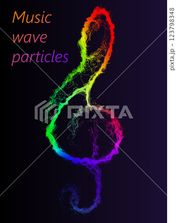 Musical note made using glowing particles of...のイラスト素材 [123798348] - PIXTA