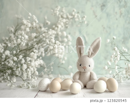 Soft green pastel Easter background with...のイラスト素材 [123820545] - PIXTA