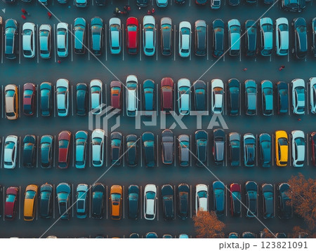 Aerial View of Parked Cars.のイラスト素材 [123821091] - PIXTA