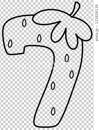 Number 7 outline strawberry design, Hand drawn...-插圖素材 [123826116 ...