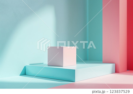 Rectangular platforms on a blue background....のイラスト素材 [123837529] - PIXTA