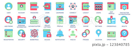 User account icon set in flat color icons web...のイラスト素材 [123840785] - PIXTA