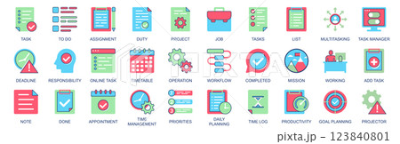 Task icon set in flat color icons web design....のイラスト素材 [123840801] - PIXTA