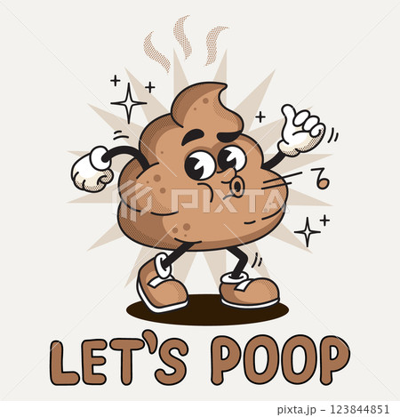 Retro cartoon character poo vector illustrationのイラスト素材 [123844851] - PIXTA