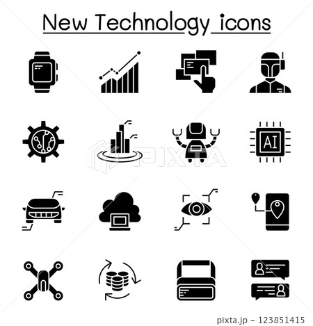 New technology icon set in glyph styleのイラスト素材 [123851415] - PIXTA