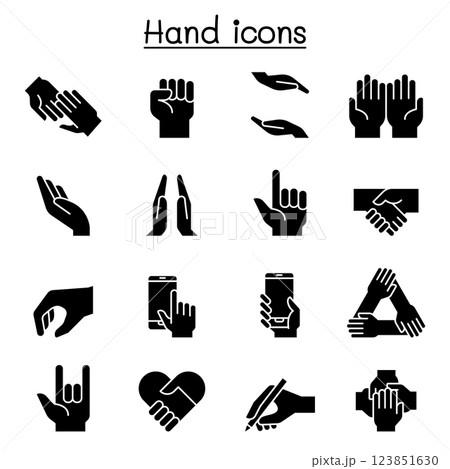 Hand icon set in glyph styleのイラスト素材 [123851630] - PIXTA