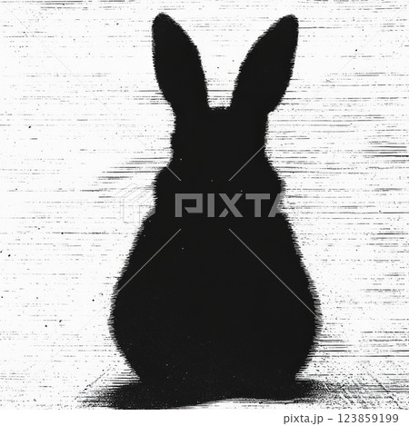 Black rabbit outline with upright earsのイラスト素材 [123859199] - PIXTA