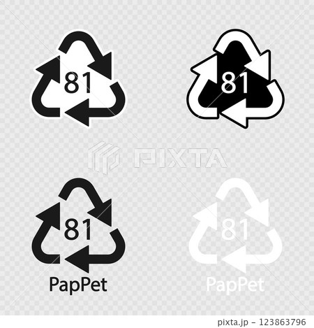 Paper cardboard. Recycling codes 81 PapPet Set.のイラスト素材 [123863796] - PIXTA