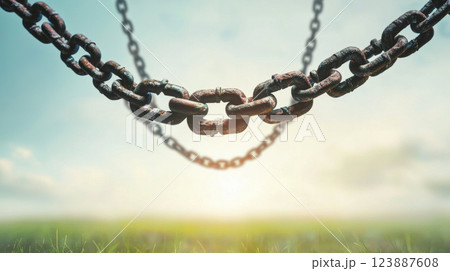 broken chain symbolizes concept of freedom and...のイラスト素材 [123887608 ...