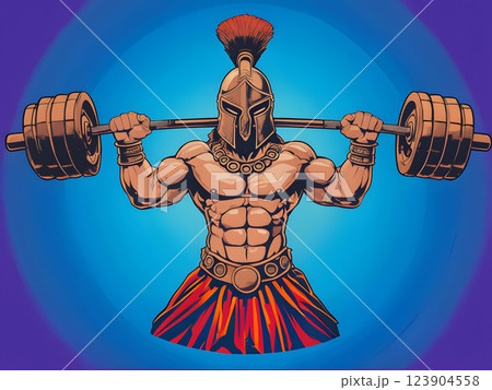 Stylized image of a strong warrior lifting a...のイラスト素材 [123904558] - PIXTA