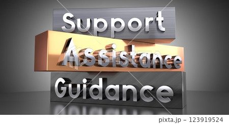 Support, assistance, guidance - words on metal...のイラスト素材 [123919524 ...
