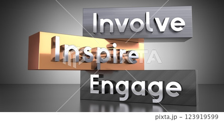 Involve, inspire, engage - words on metal...のイラスト素材 [123919599] - PIXTA