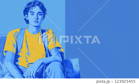 A white teen practicing sign language Pop art...のイラスト素材 [123925455] - PIXTA