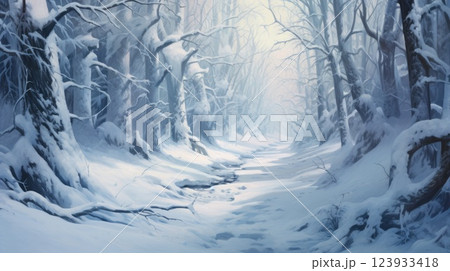 Snow-laden trees. Generative AIのイラスト素材 [123933418] - PIXTA