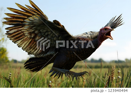 Turkey displaying aggressive behavior in...のイラスト素材 [123940494] - PIXTA