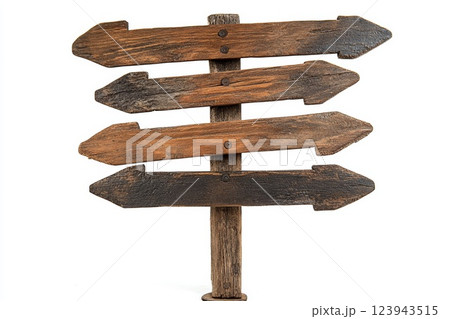 Wooden way direction sign.のイラスト素材 [123943515] - PIXTA