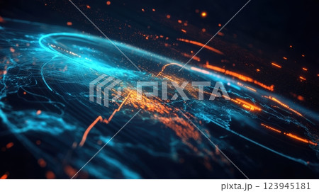 Atmospheric data map with neon airflow paths,...のイラスト素材 [123945181] - PIXTA