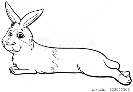 cartoon lying rabbit comic animal character...のイラスト素材 [123955568] - PIXTA
