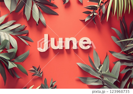 Bold letters spelling June take center stage...のイラスト素材 [123968735] - PIXTA