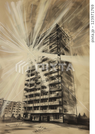 Impact of an Explosion on a HighRise Building...のイラスト素材 [123971769] - PIXTA