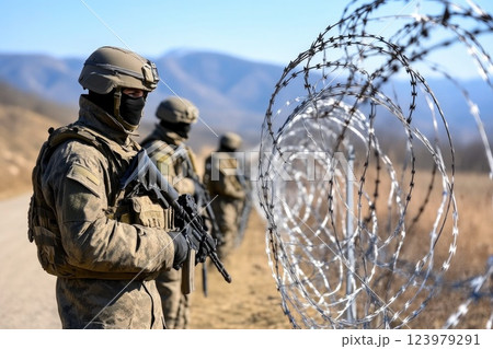 Border Security Reinforced with Automated Gun...のイラスト素材 [123979291] - PIXTA
