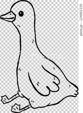 Cute Silly Goose Outline Funny Sitting Cartoon...のイラスト素材 [124001150 ...