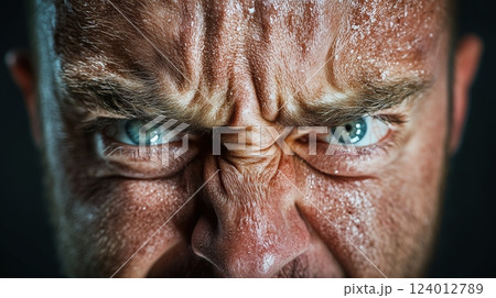 Close-up of a man's face showing discomfort and...のイラスト素材 [124012789 ...