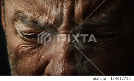 Close up of a man's face showing wincing...のイラスト素材 [124012790] - PIXTA