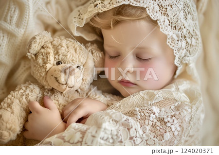 A peaceful sleeping toddler in delicate lace...のイラスト素材 [124020371] - PIXTA