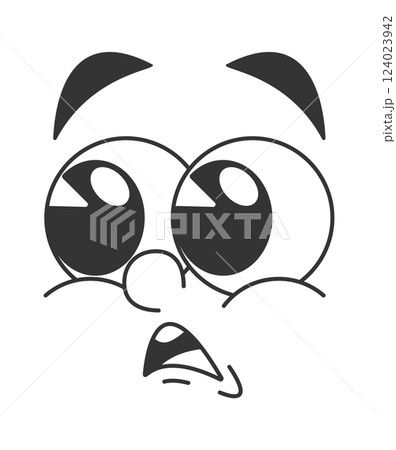 Scared comic face emotion doodleのイラスト素材 [124023942] - PIXTA