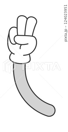 Comic hand v-sign gesture doodleのイラスト素材 [124023951] - PIXTA
