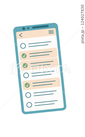 A smartphone displays a simple task list app....のイラスト素材 [124027830] - PIXTA