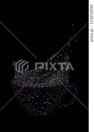 Coffee cup disintegrating into colorful particlesのイラスト素材 [124038946 ...
