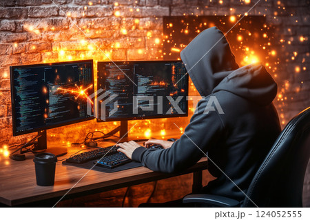 Mysterious Hacker Breaking into Corporate...のイラスト素材 [124052555] - PIXTA