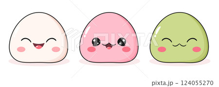 Cute mochi Daifuku icon set. Japanese sweet...のイラスト素材 [124055270] - PIXTA