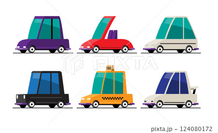 Set of Colorful Cartoon Cars Vehicles vector...のイラスト素材 [124080172] - PIXTA