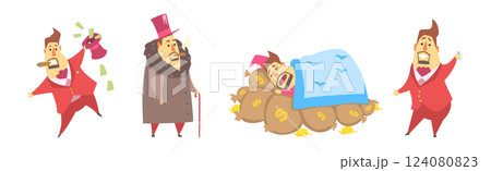 Fat Rich Millionaire Man in Red Suit Vector Setのイラスト素材 [124080823] - PIXTA