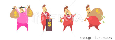 Fat Rich Millionaire Man in Red Suit Vector Setのイラスト素材 [124080825] - PIXTA