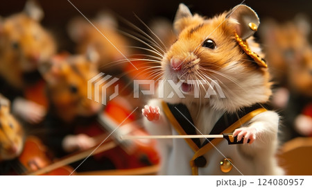 A close-up of a hamster in a conductor's...のイラスト素材 [124080957] - PIXTA