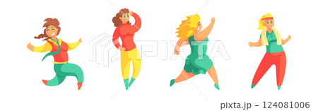 Cheerful Plus Size Woman Character in Different...のイラスト素材 [124081006 ...