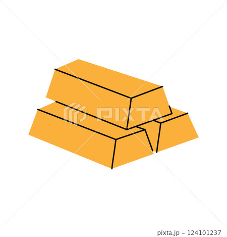 Three gold bars stacked on top of each other....のイラスト素材 [124101237] - PIXTA