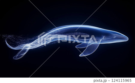 Tech Whale With Dynamic Lines and Glossy Blue...のイラスト素材 [124115965] - PIXTA